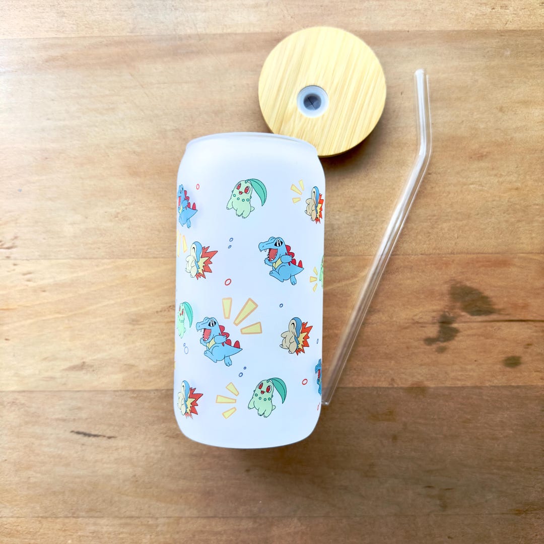 Soda Can Glass Cup, Pokemon Gen2,poké Water Bottle, Chikorita, Water ...