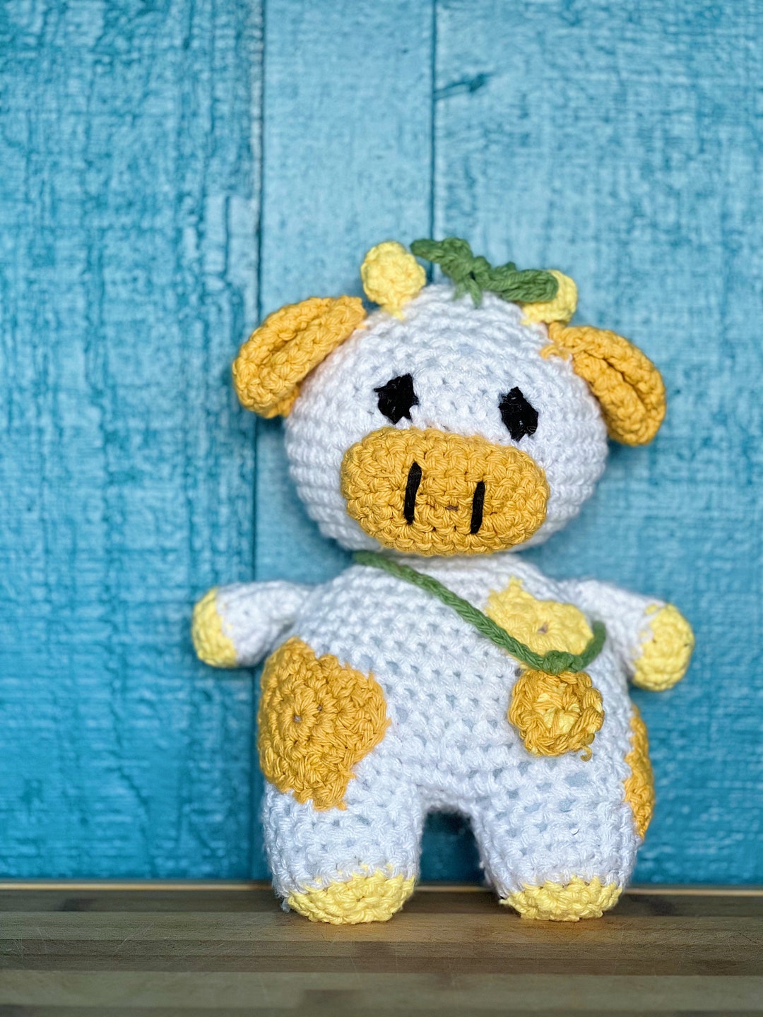 Handcrafted Crochet Cow With Lemon Bag - Adorable Farmyard Friend and ...
