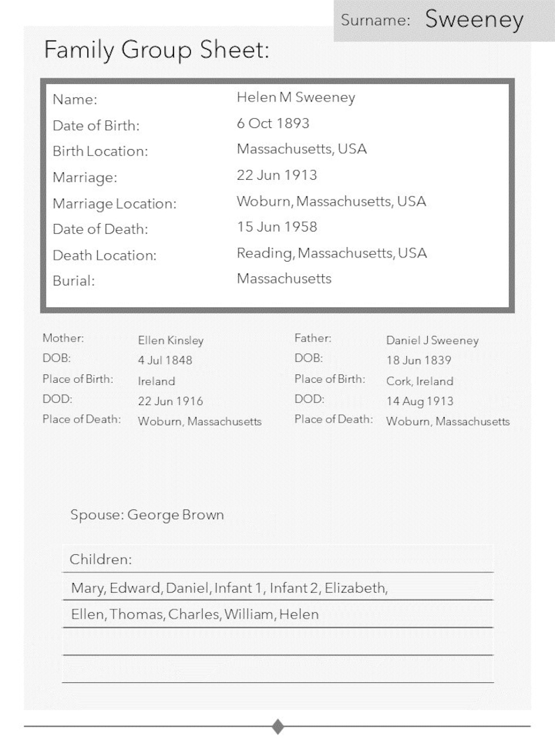 Genealogy Worksheets for Family History Research | Printable Ancestor ...