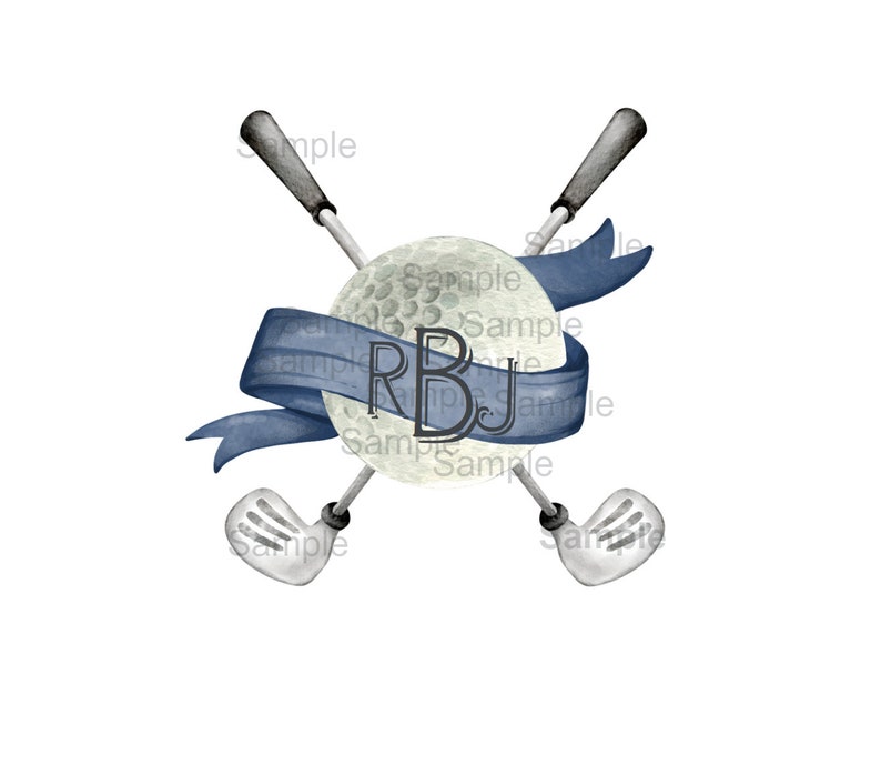Instant Download Blue Watercolor Digital Golf Monogram/name Crest - Etsy