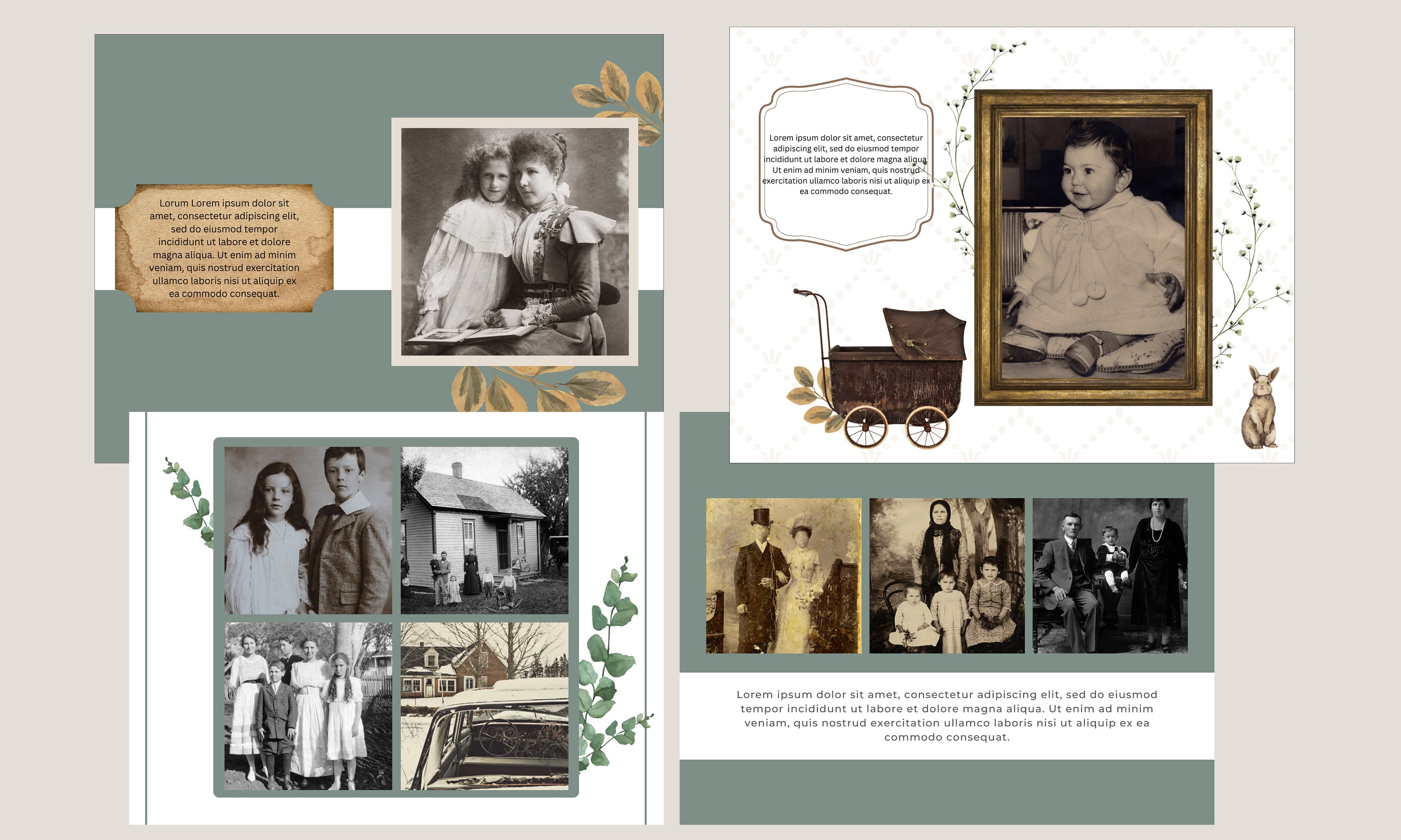 Digital to Print Genealogy Ancestry Family History Photo Book Template ...