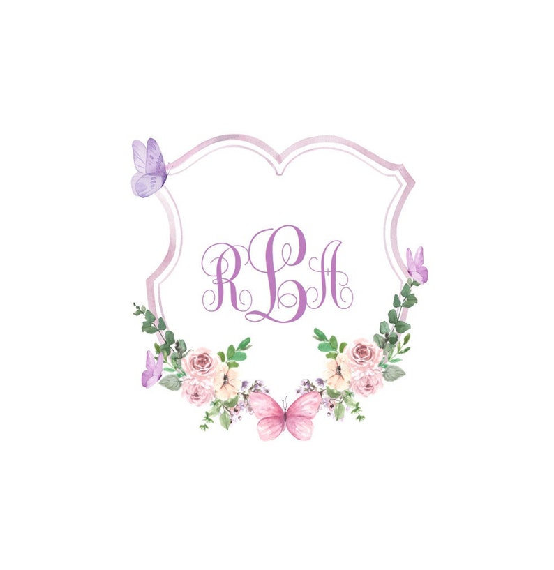 Digital Butterfly Monogram Nursery Crest - Etsy
