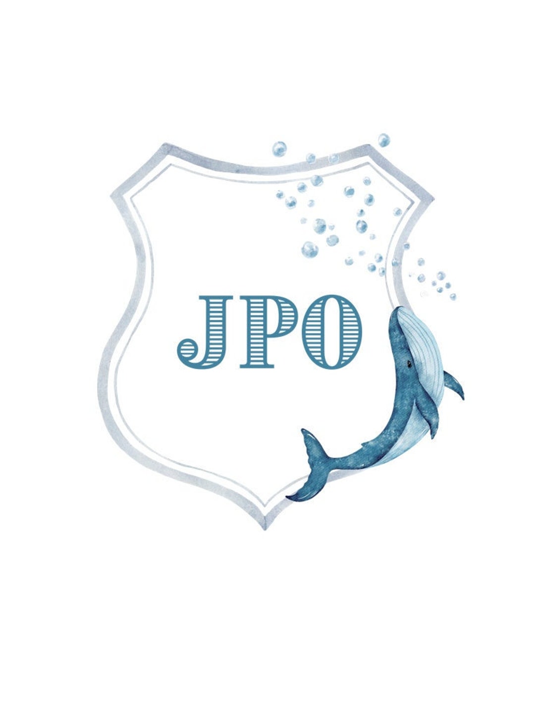 Digital Watercolor Monogram Whale Crest - Etsy