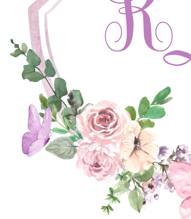 Digital Butterfly Monogram Nursery Crest - Etsy