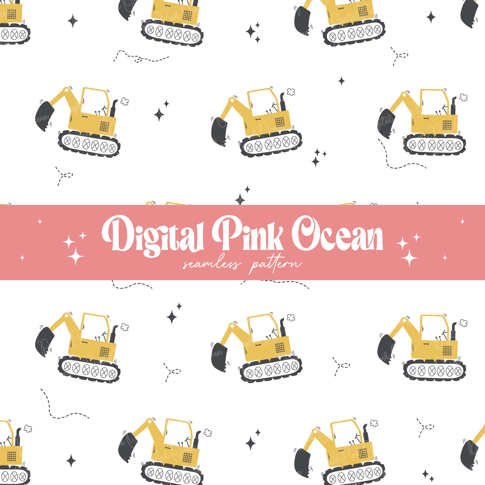 Excavator Seamless Pattern, Construction Vehicle Design (jpeg, Png) - Etsy