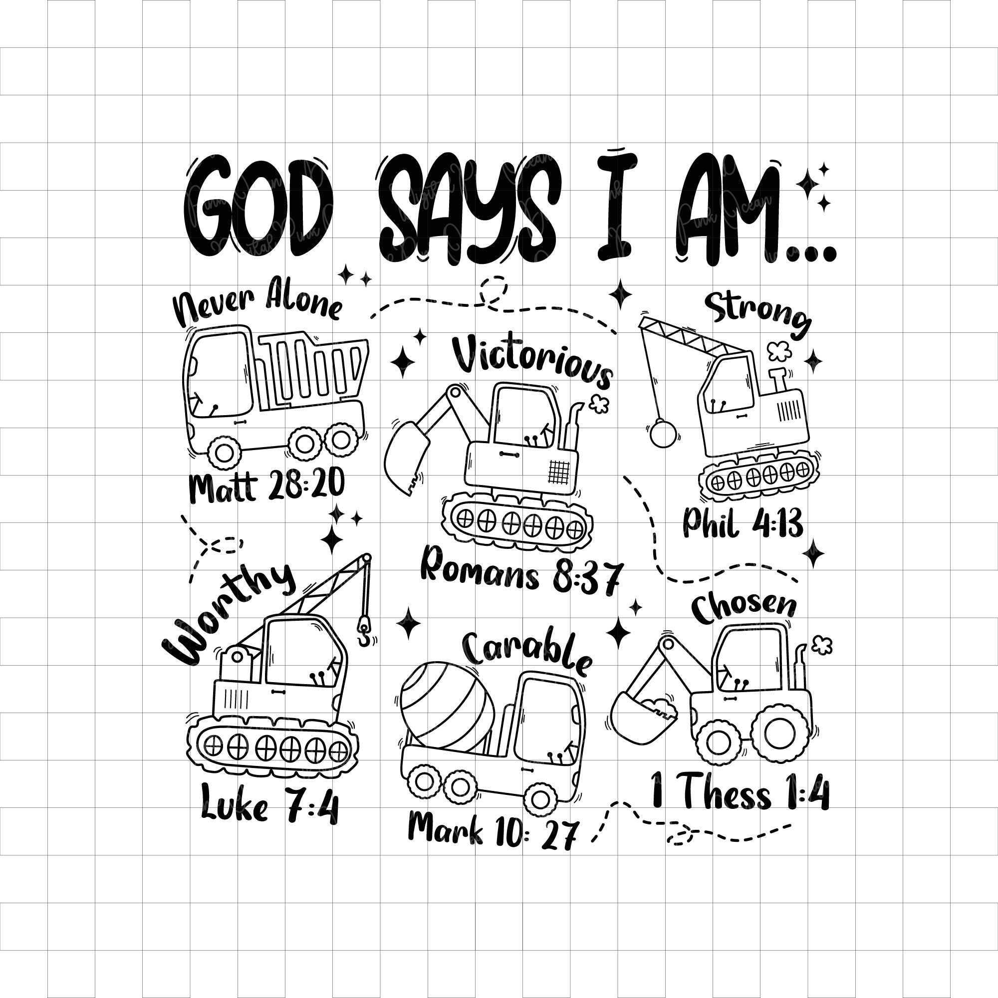 God Says I Am Boys Truck Tshirt SVG PNG DXF, Christian Kids Svg ...