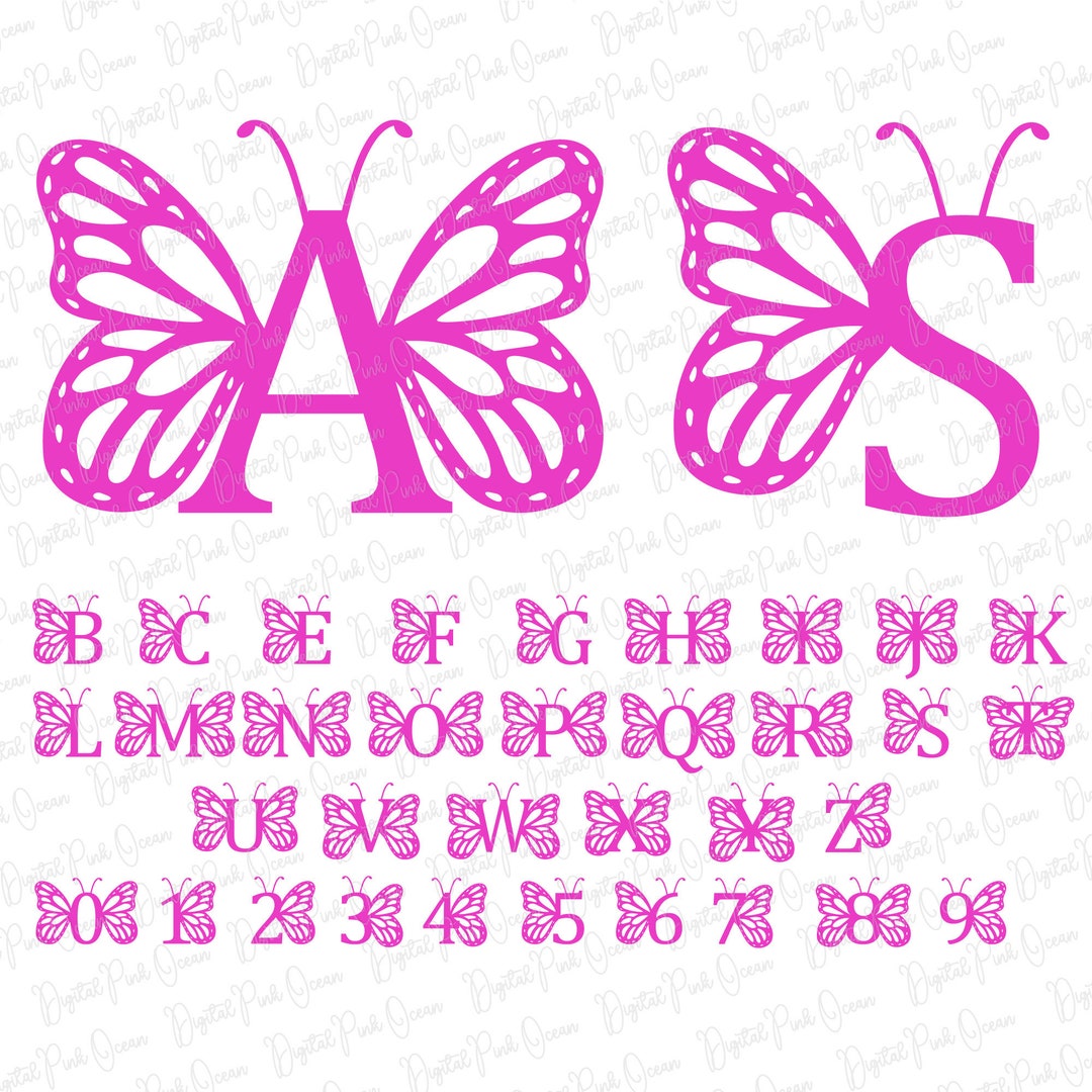 Butterfly Monogram Svg Bundle, Butterfly Svg, Butterfly Alphabet ...