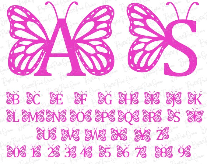 Butterfly Monogram Font | Butterfly Svg | Butterfly Svg Bundle ...