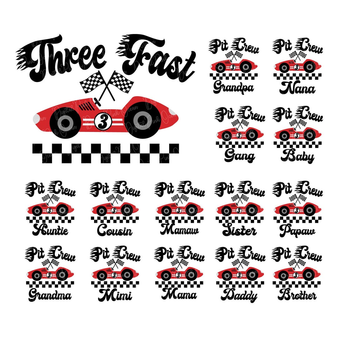 Three Fast Svg, Three Fast Png, Three Fast Birthday Svg, Race Car ...