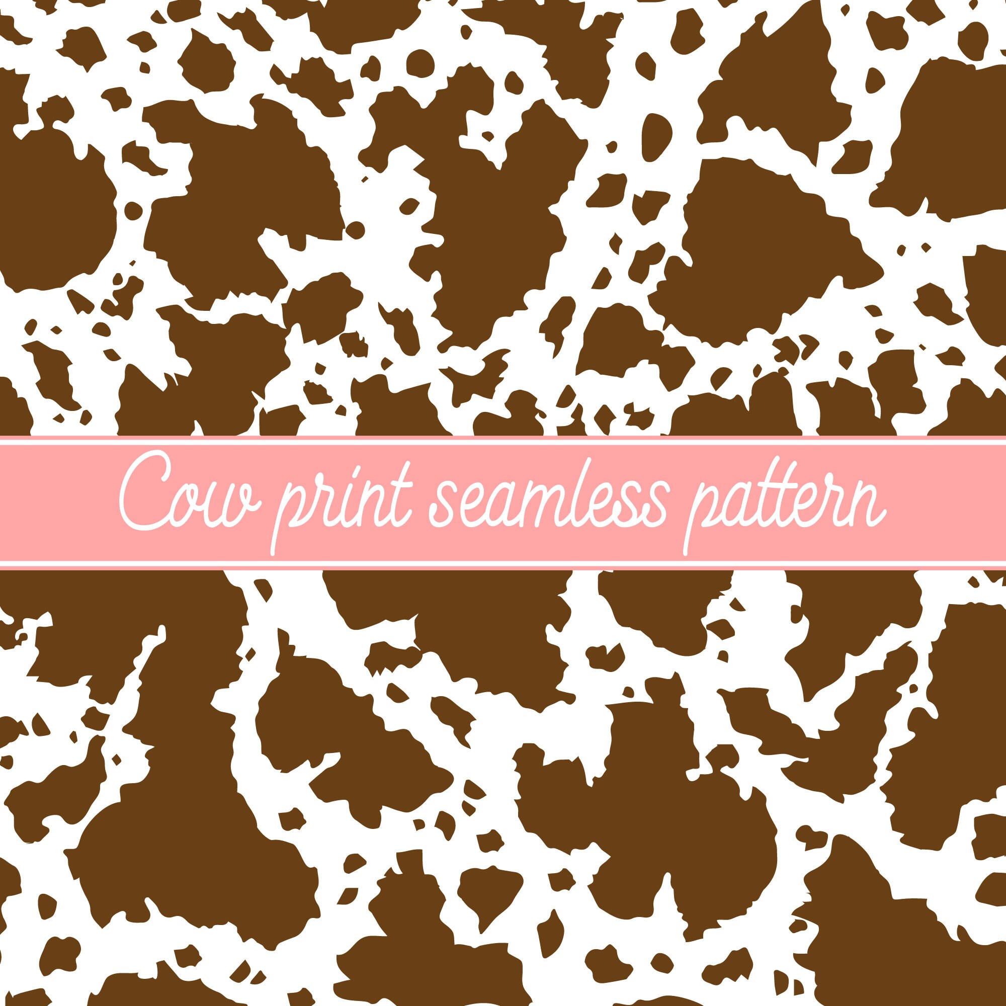 Cowhide Print PNG, Black and Brown Cow Print Seamless Pattern, Cow ...