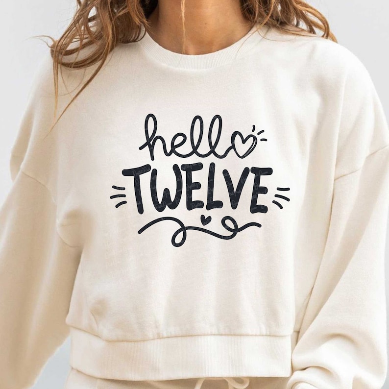 Hello Twelve Birthday SVG, Trendy Girl/boy Design (SVG, PNG) - Etsy