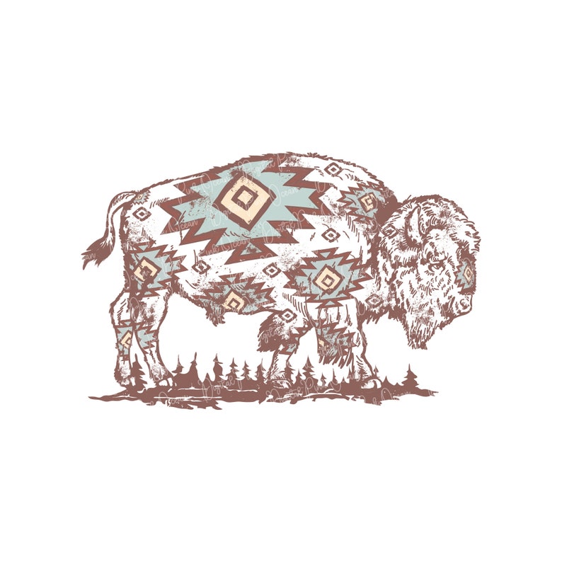 Retro Buffalo PNG, Aztec Png, Bison PNG, Western PNG, Vintage Rodeo ...