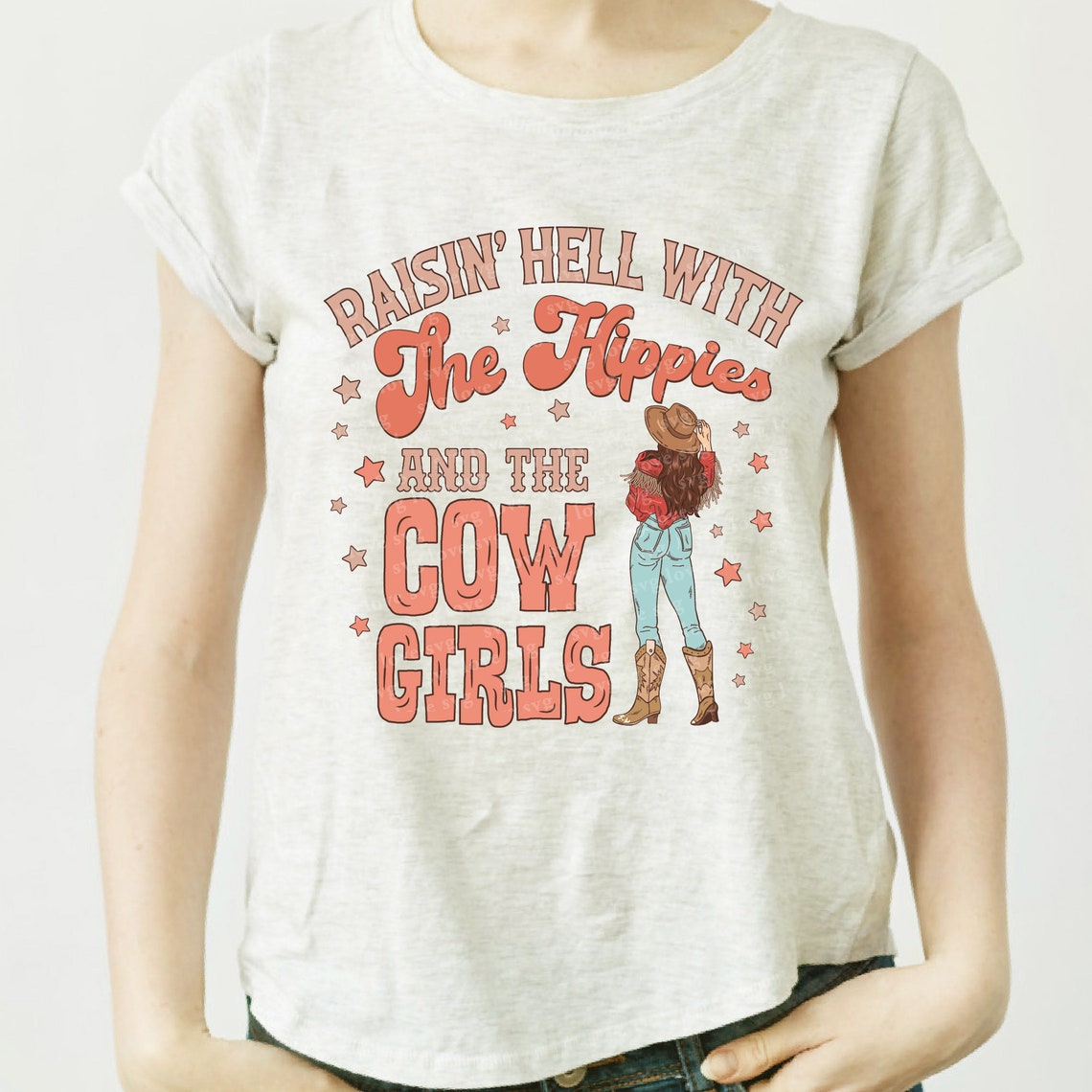 Retro Raisin Hell With the Hippies and the Cowboys PNG, Trendy Western ...