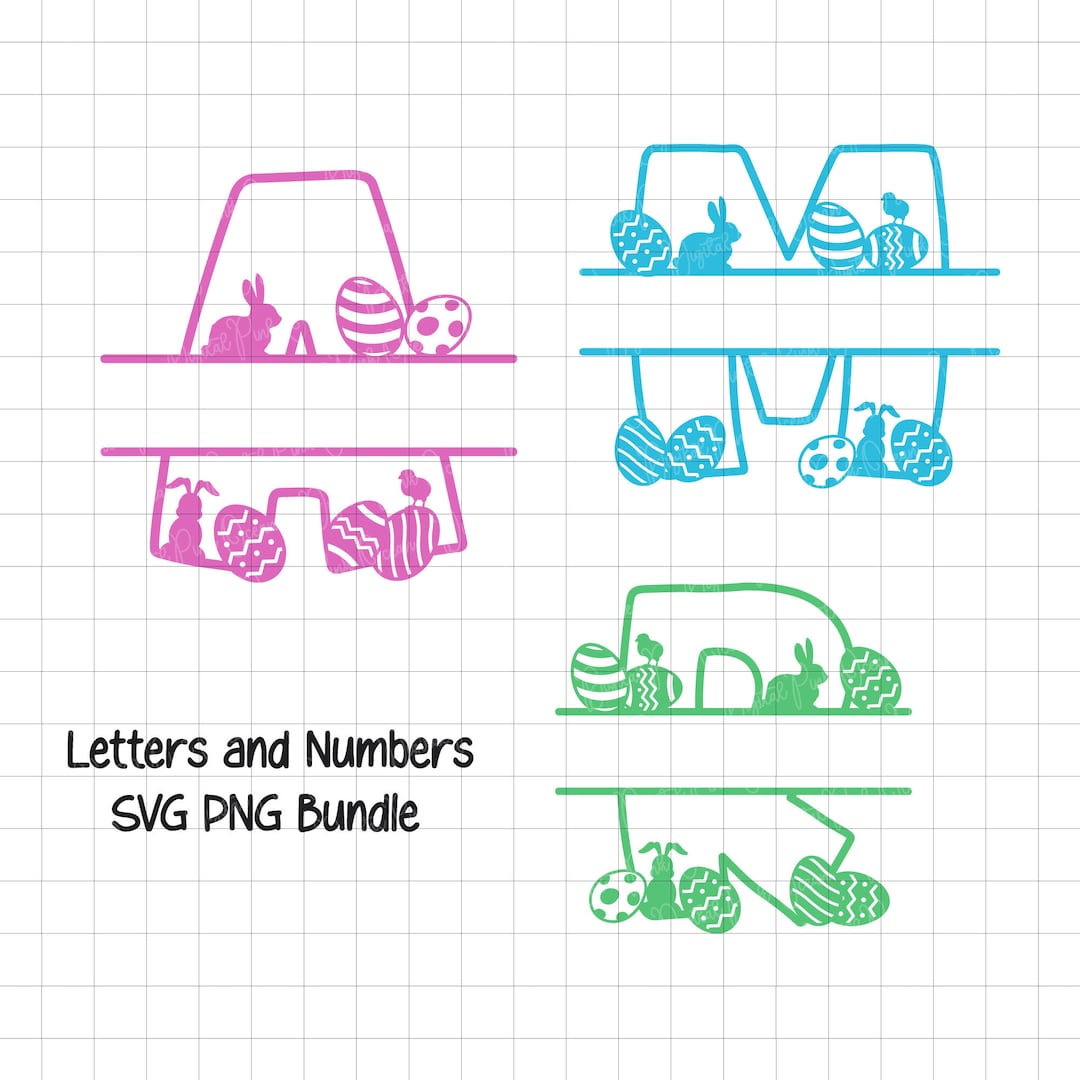 Split Easter Monogram Alphabet SVG PNG Bundle, Easter Split Alphabet SVG, Easter Monogram Svg ...