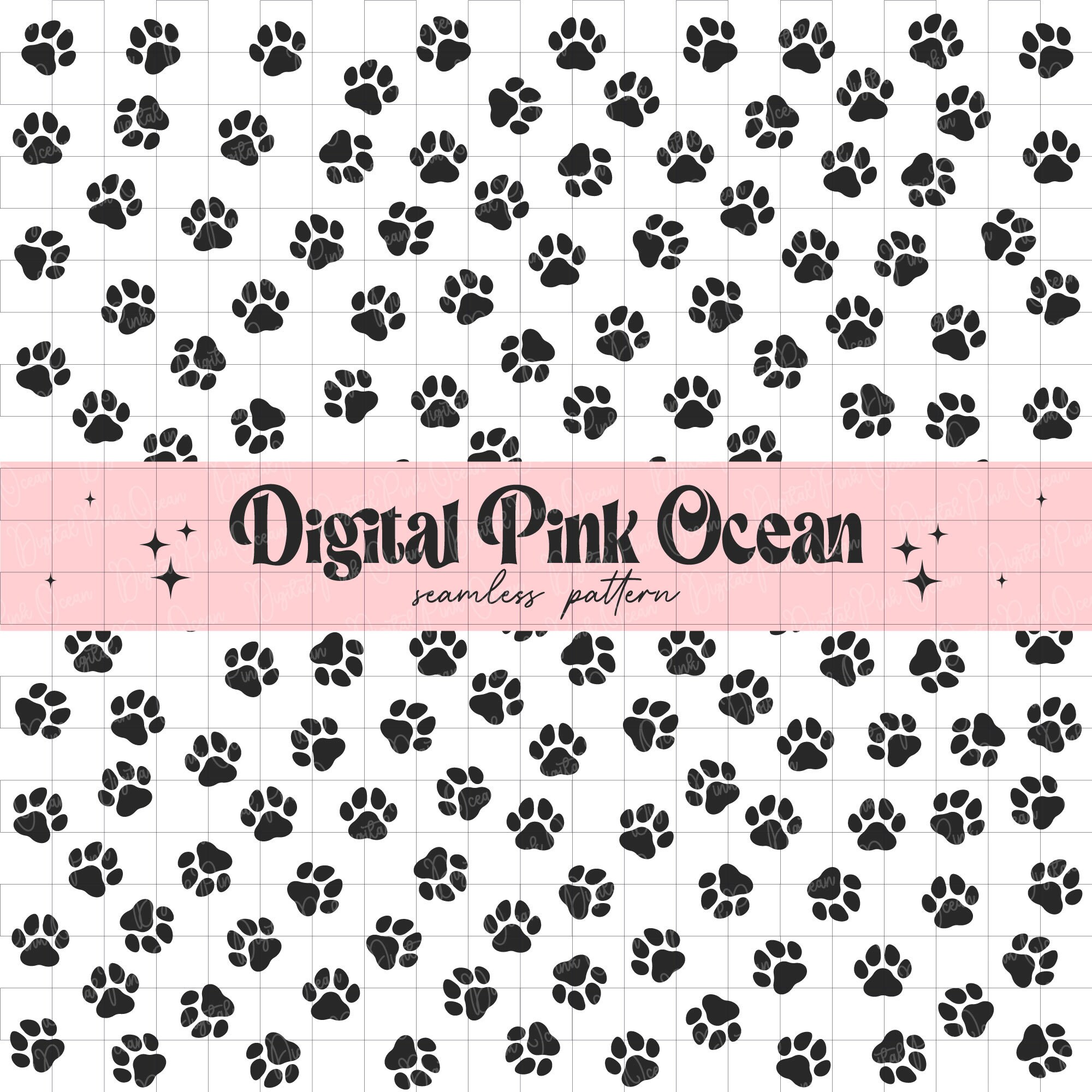 Paw Seamless Pattern Svg Png, Dog Paw Print Svg, Paw Print Svg, Dog Paw ...