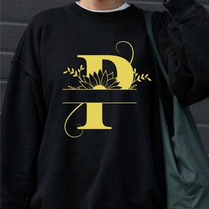 Sunflower Split Monogram SVG PNG DXF, Floral Monogram Svg, Monogram ...