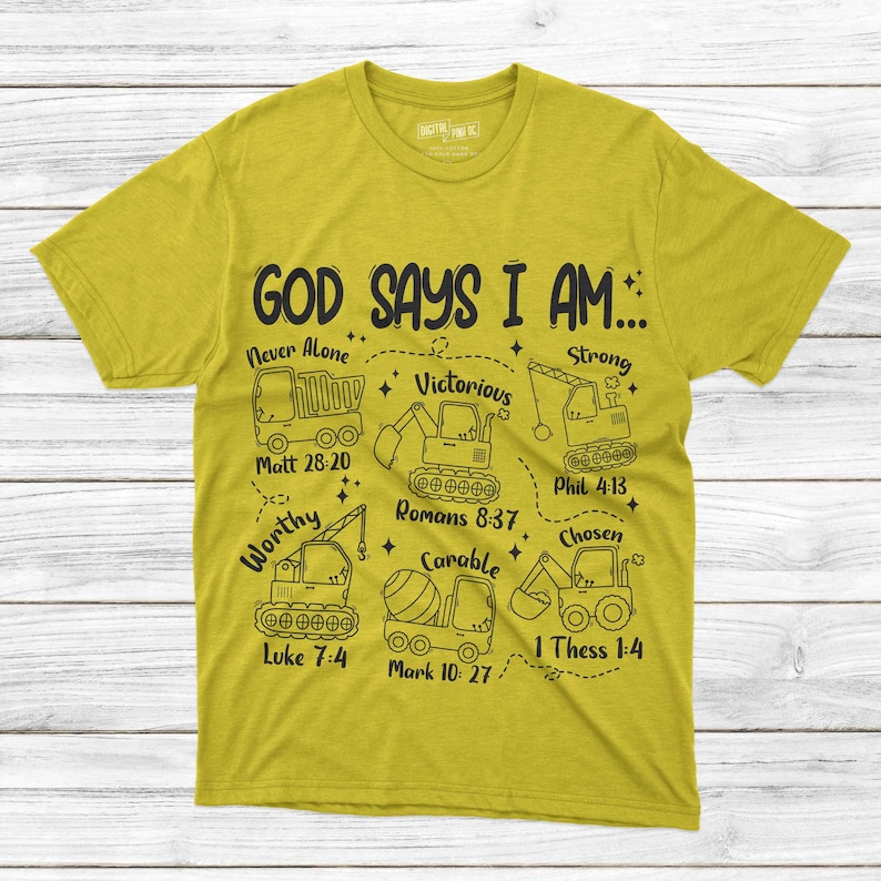 God Says I Am Boys Truck Tshirt SVG PNG DXF, Christian Kids Svg ...