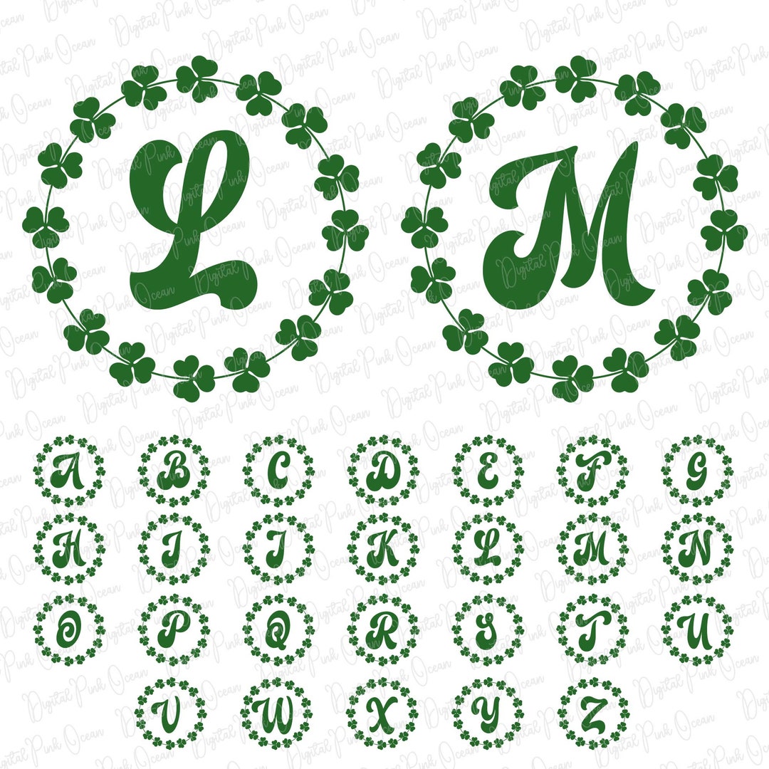 St Patrick's Day Letters Svg Bundle, Shamrock Alphabet Svg, St Paddy's ...