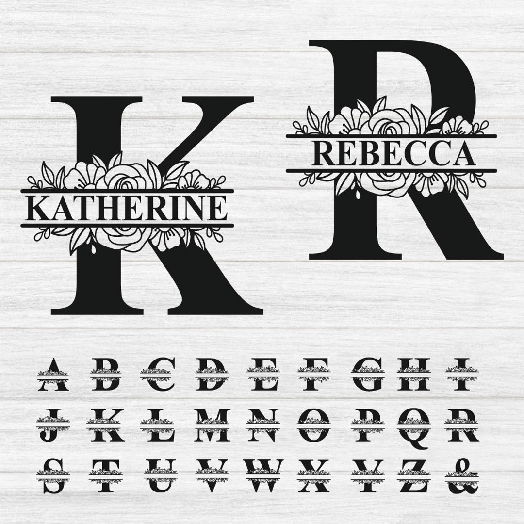 Floral Split Monogram SVG PNG DXF, Flower Monogram Svg, Floral Letter ...