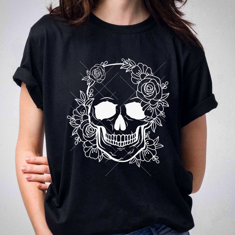 Skull Svg File, Floral Skull Png, Skull Vector, Skull Flower Svg Vector ...
