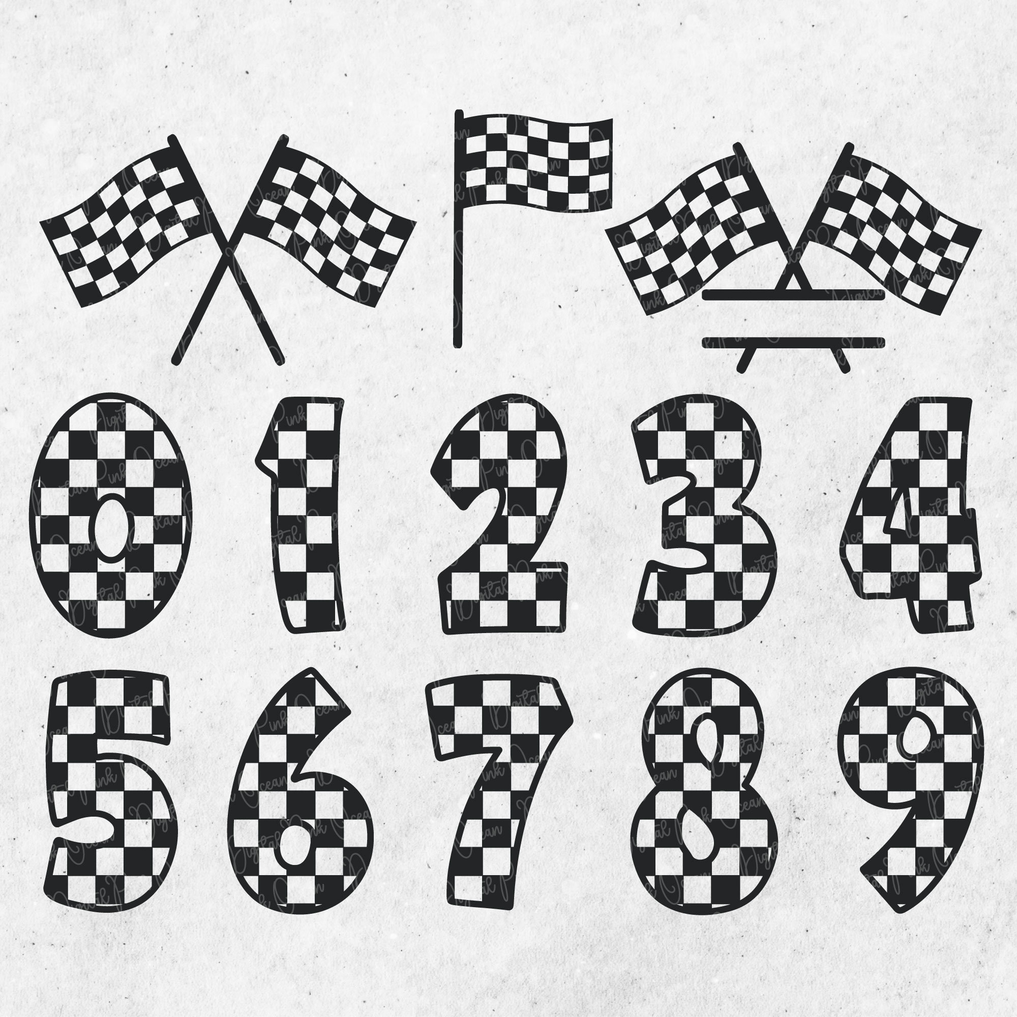 Checkered Numbers SVG, Racing Numbers SVG, Numbers SVG, Checkered Flag ...