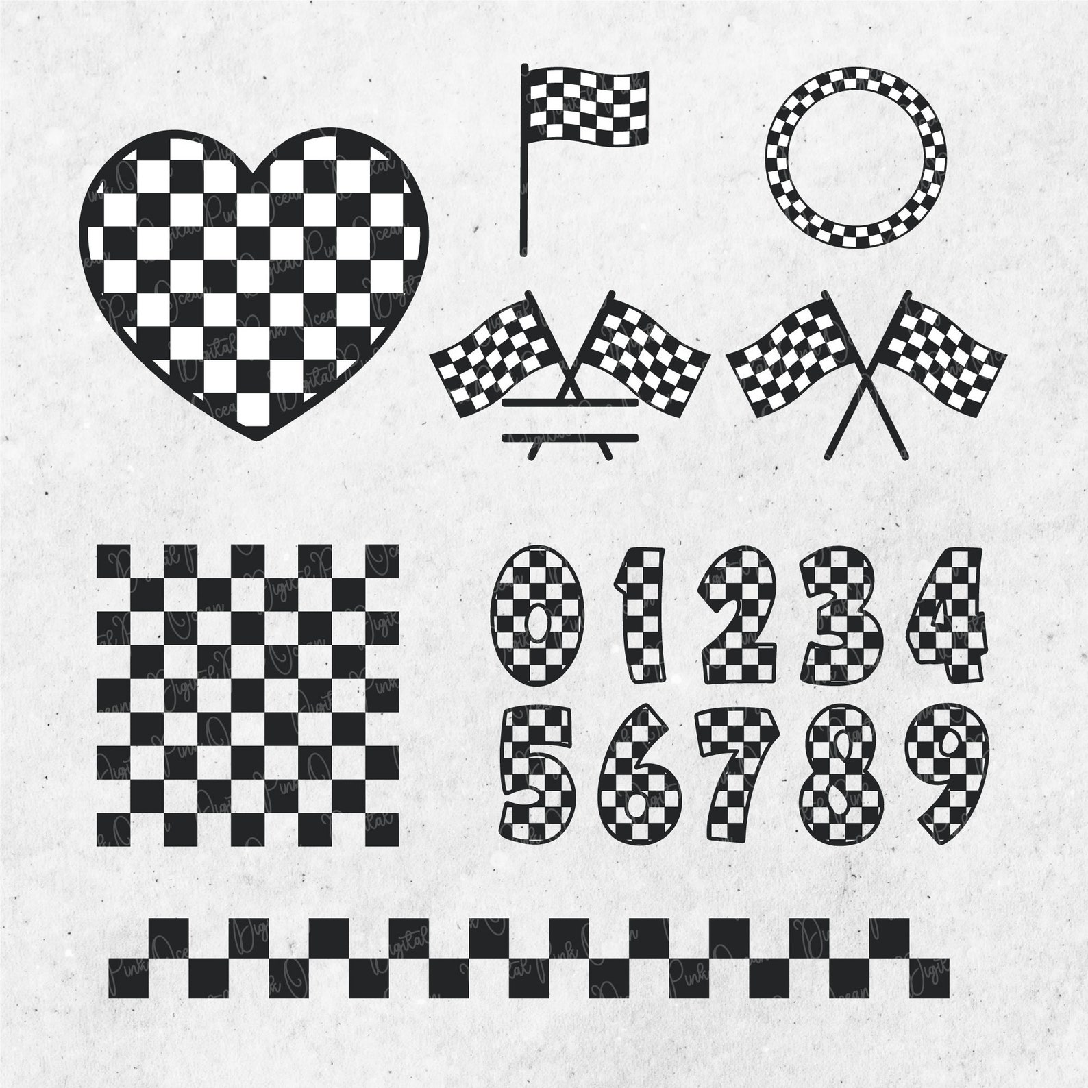 Racing Flag Svg Bundle, Checkered Numbers Svg, Race, Checkered Flag ...