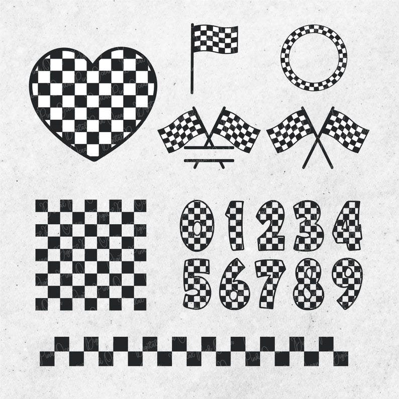 Racing Flag Svg Bundle, Checkered Numbers Svg, Race, Checkered Flag ...