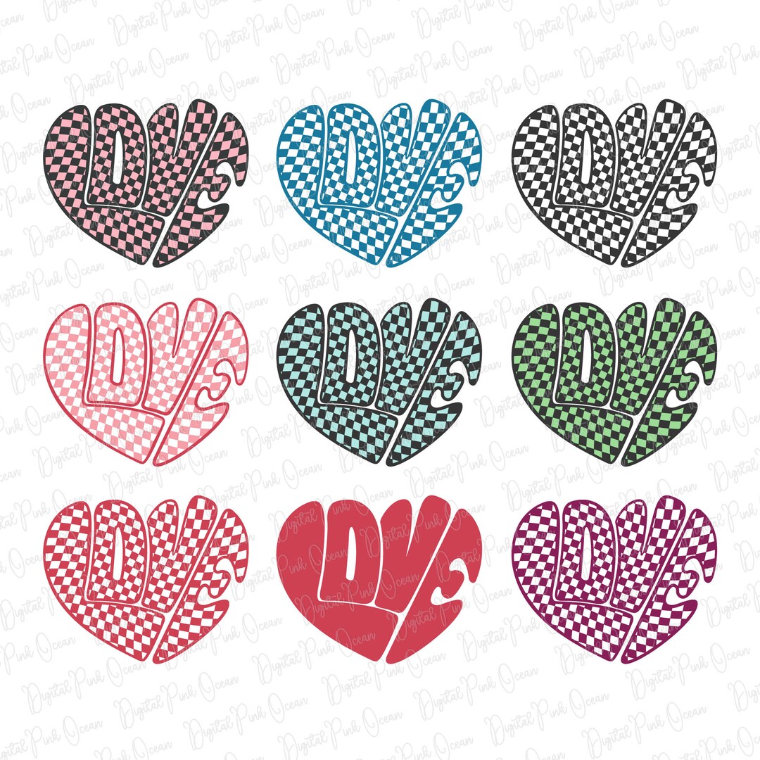 Retro Checker Love Heart SVG Bundle, Retro Checker Love Heart Svg ...
