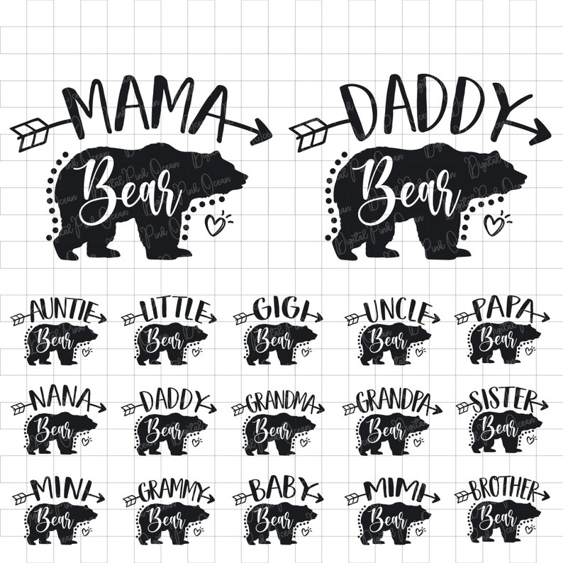Bear Family SVG PNG DXF, Mama Bear Svg, Little Bear Svg, Matching ...