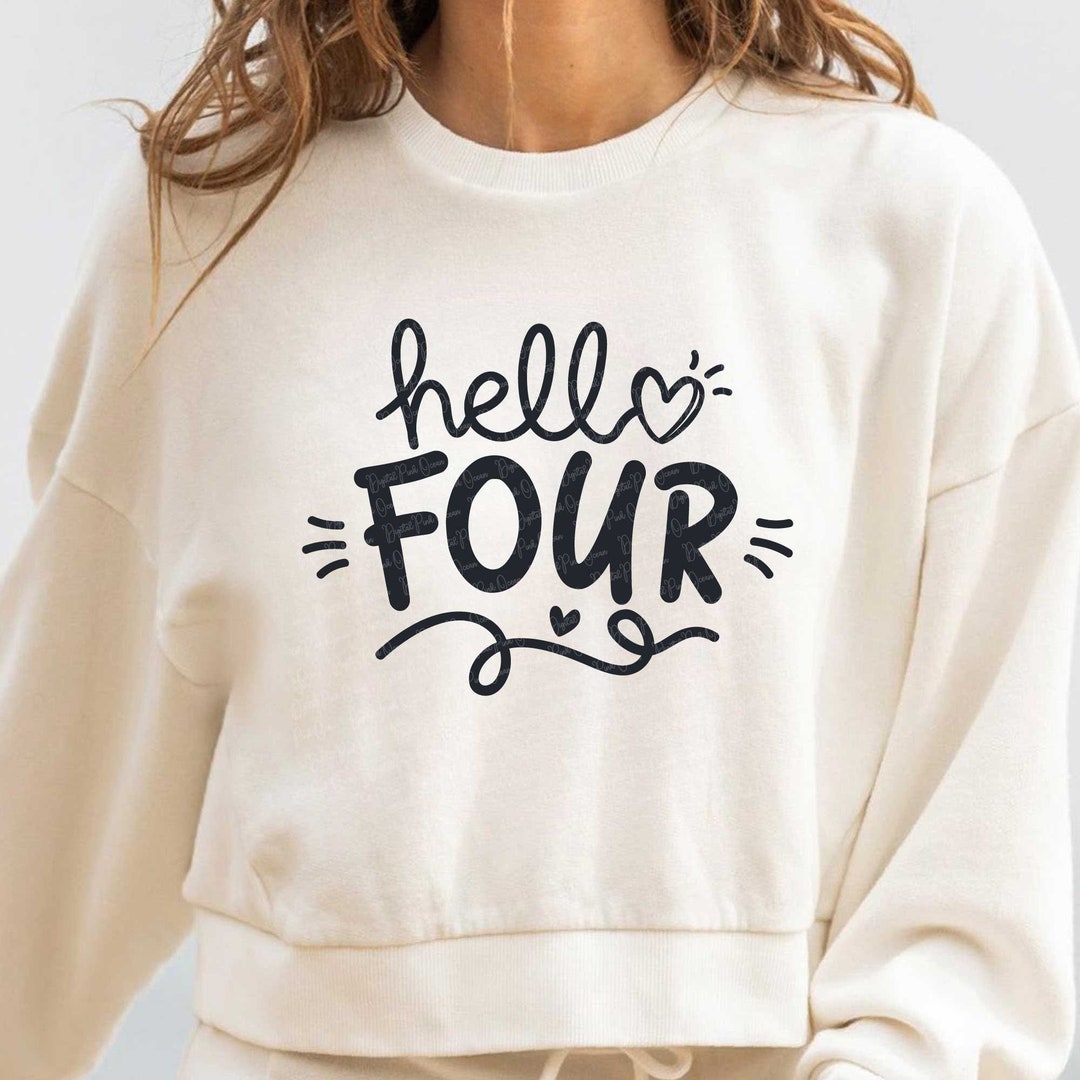 4th Birthday Girl SVG, Hello Four, Trendy Flowers (SVG, PNG) - Etsy