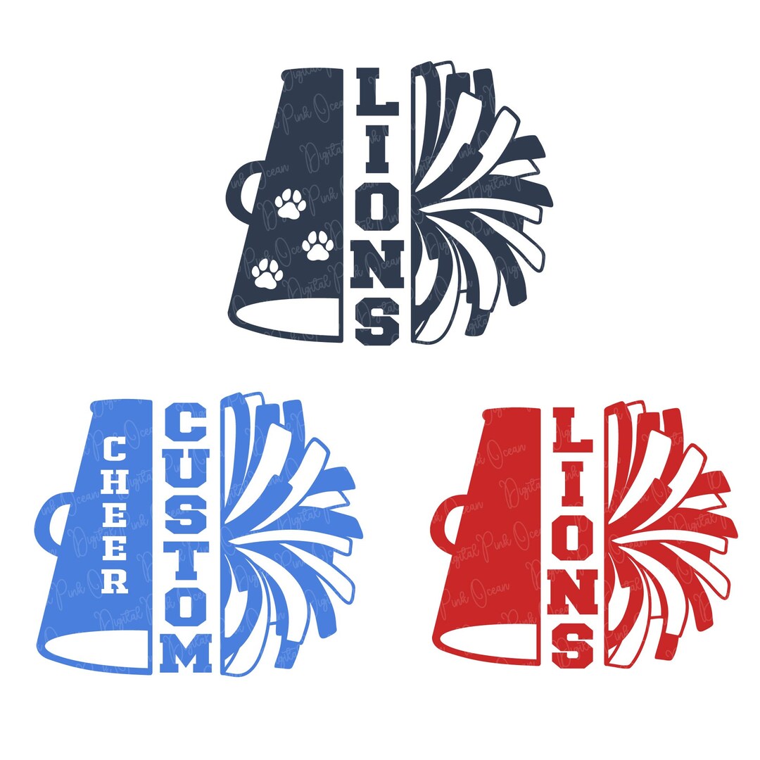 Cheerleader Pom SVG, Split Varsity Team Name Frame (digital Download ...