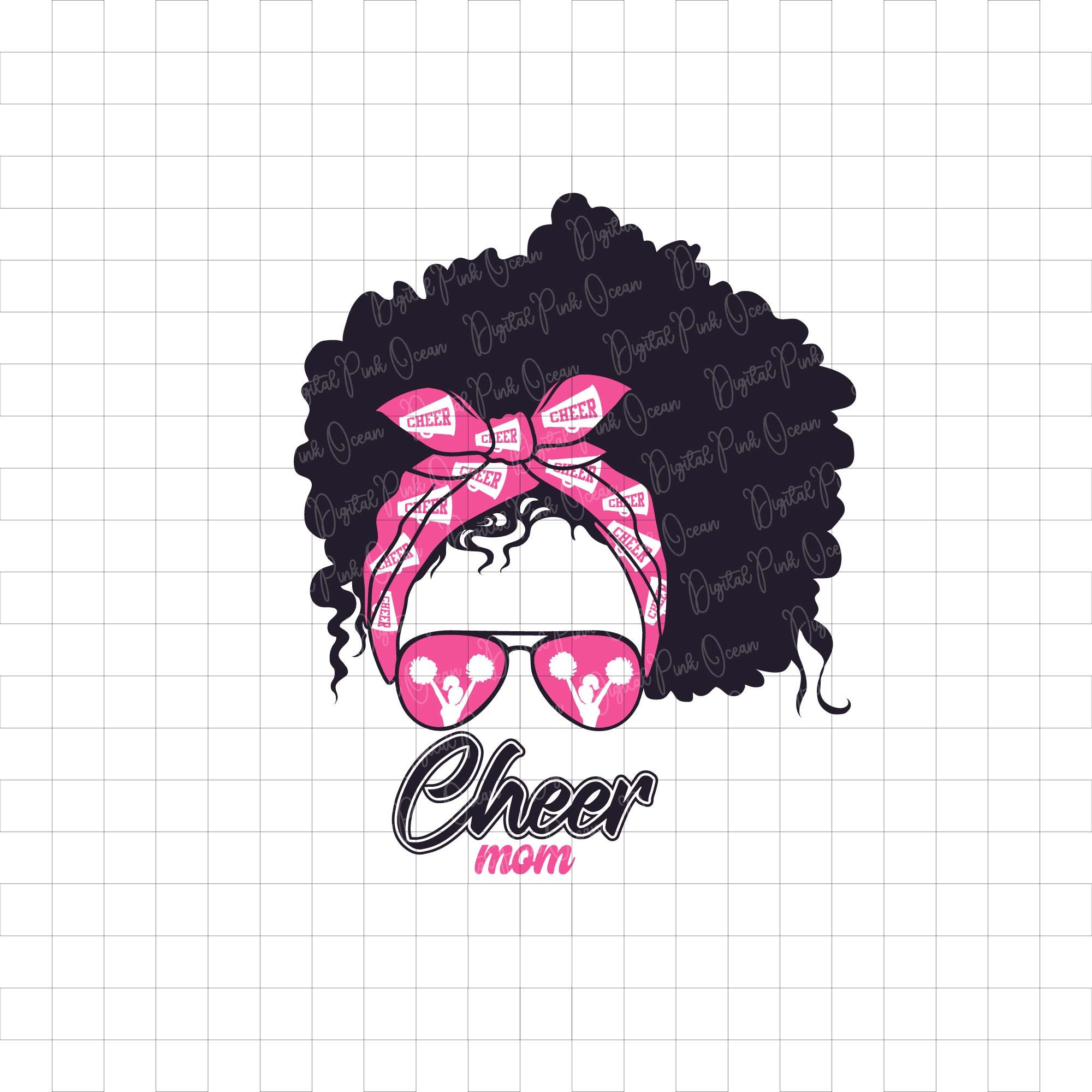 Cheer Mom Svg, Messy Bun Hair Svg, Cheerleader Svg, Black Mom Svg ...