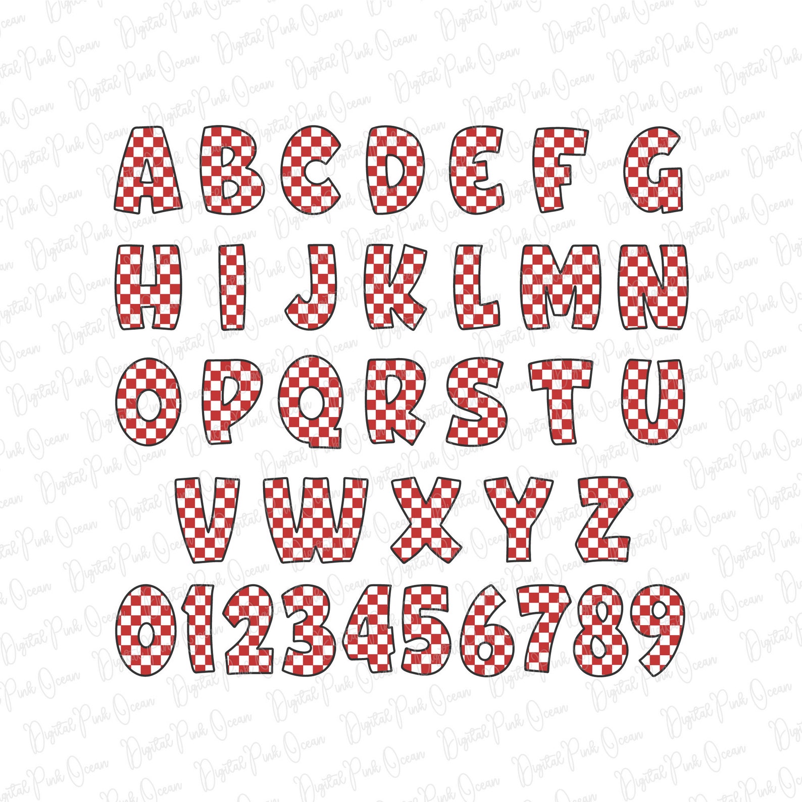 Racing Checkered Alphabet and Numbers Svg Bundle, Checkered Letters Svg ...