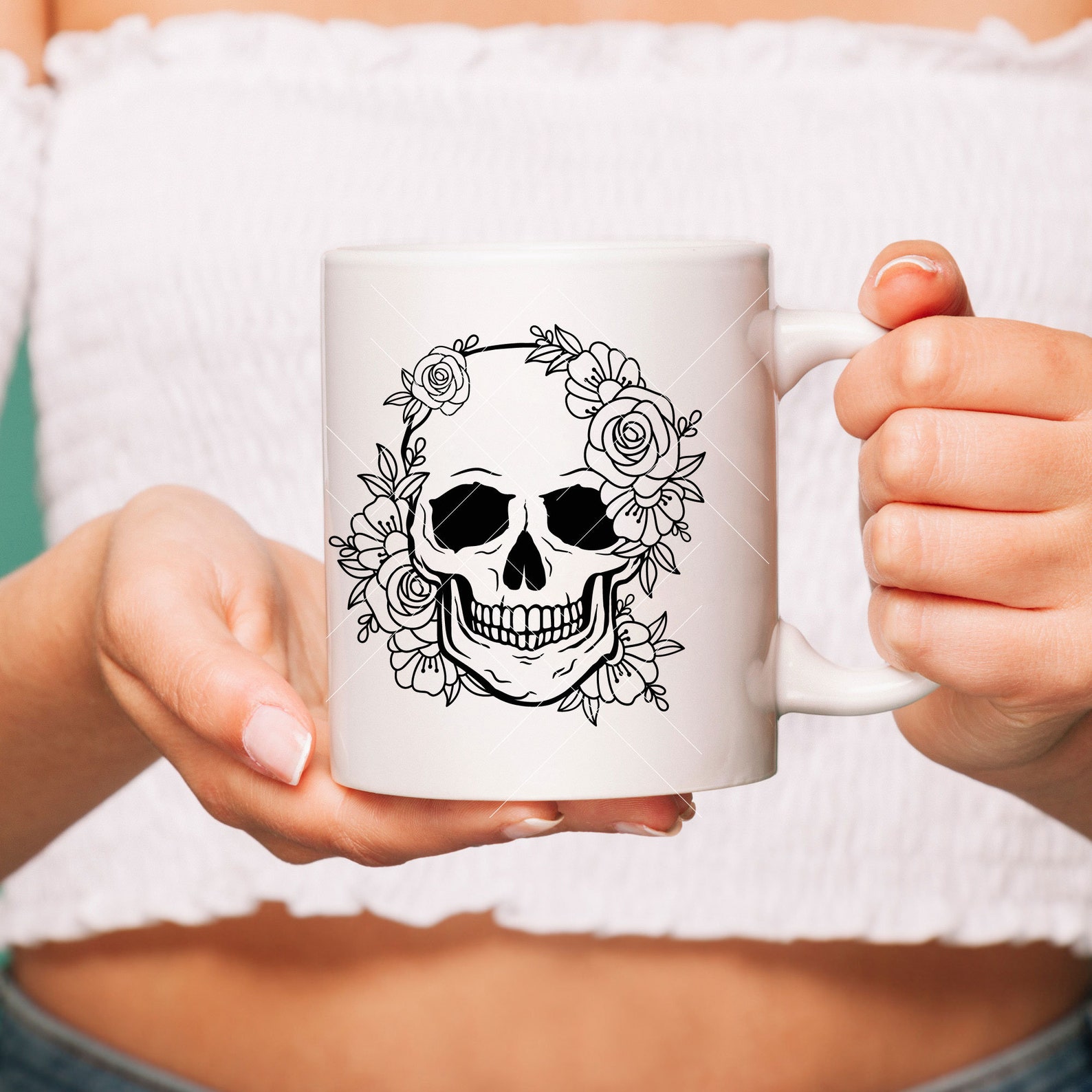 Skull Svg File, Floral Skull Png, Skull Vector, Skull Flower Svg Vector ...