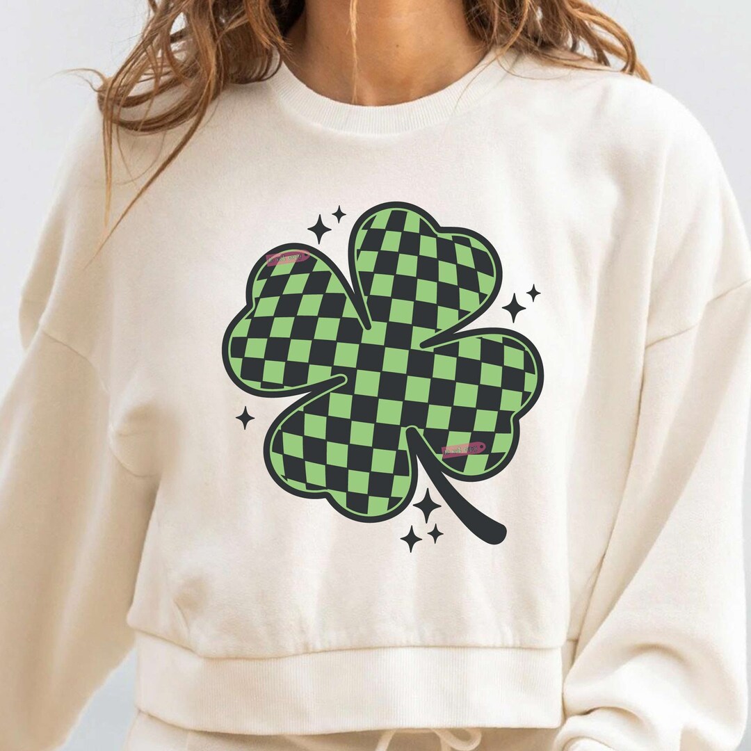 St Patricks Checkered Clover Svg Png, Lucky Charm Svg, Lucky Checker ...