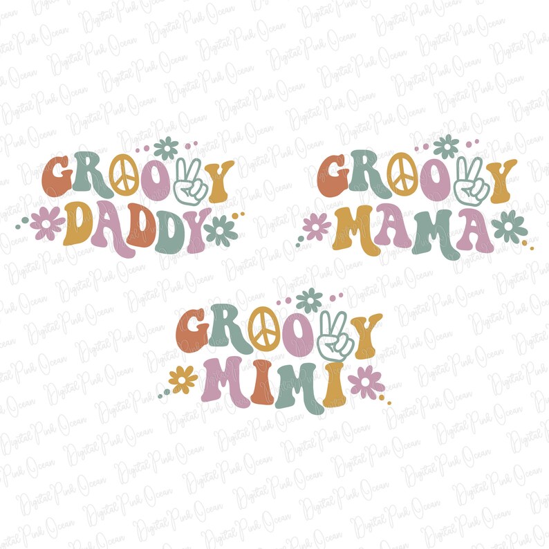 Groovy Family SVG PNG Bundle, Groovy Mama Svg, Groovy Birthday Svg, Matching Family Svg, Groovy ...