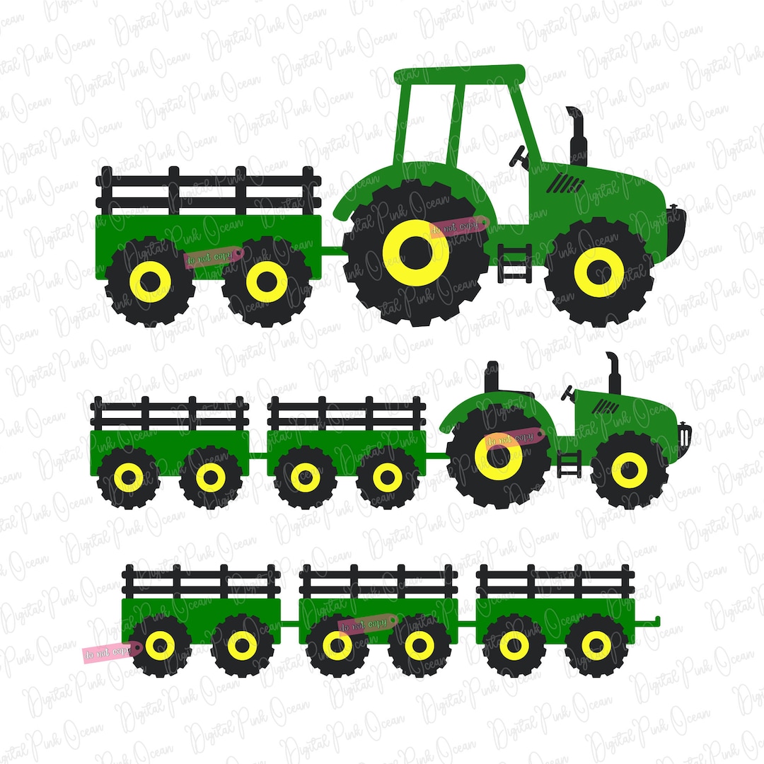 Tractor Truck Svg Png Bundle, Green Tractor Truck Svg, Tractor Wagon ...