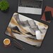 Line Drawing Pencil Sketch Mountains Desk Mat, Gold, Black, White Desk ...