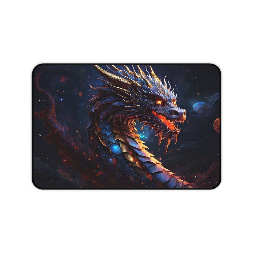 Majestic Dragon Desk Mat, Cosmos Outer Space Mouse Pad, Fire Dragon ...