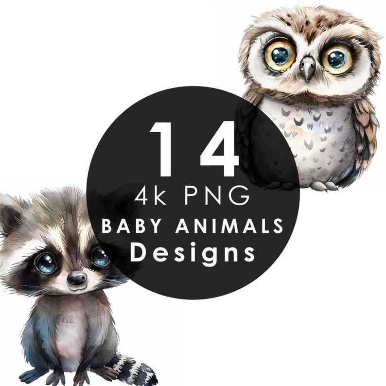 14 Cute and Beautiful Watercolor Baby Animals Clipart Bundle Decor ...