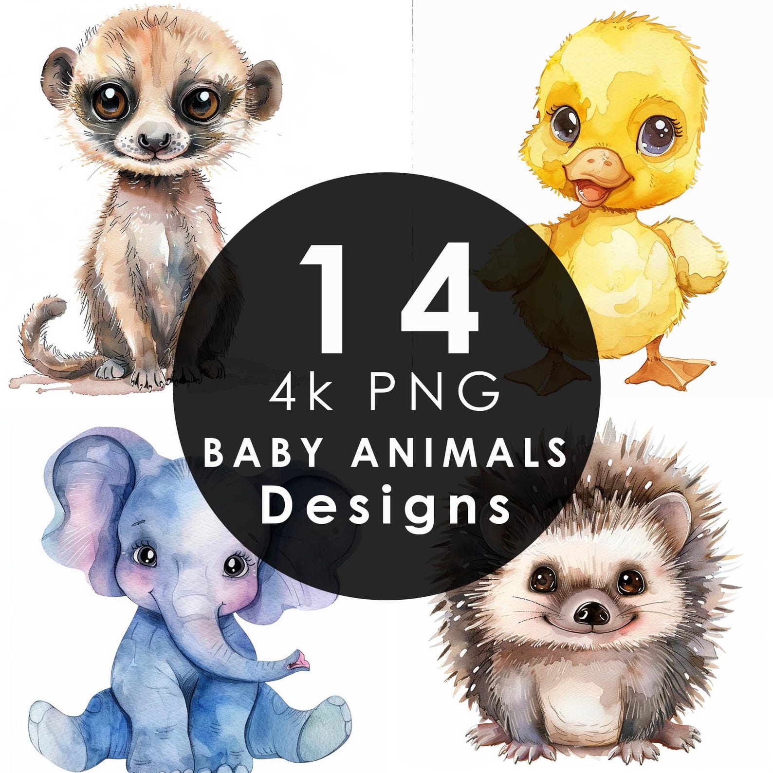 14 Cute and Beautiful Watercolor Baby Animals Clipart Bundle Decor ...