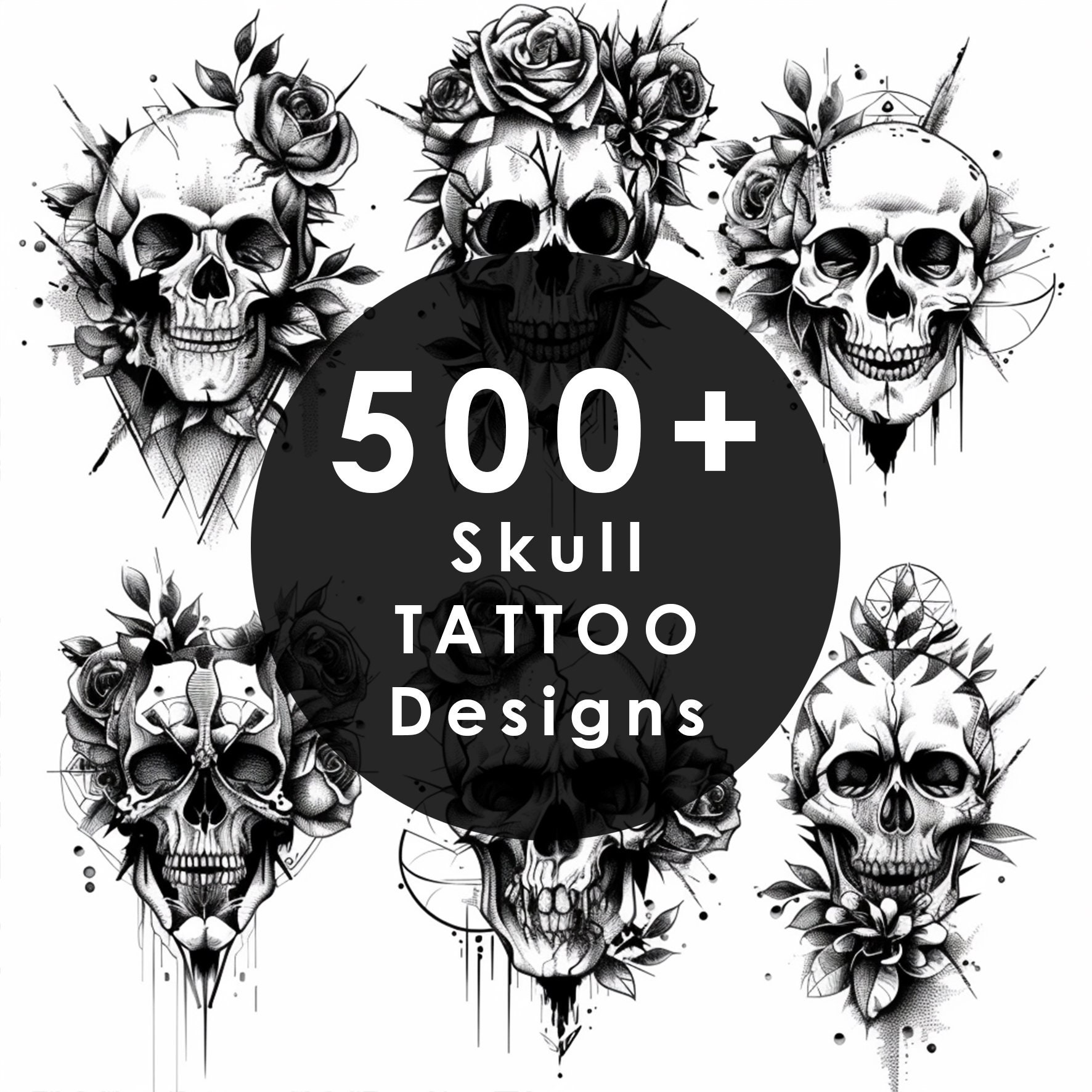 500+ Skull Tattoo Designs Roses Snakes Spiders Aliens Dragons High ...
