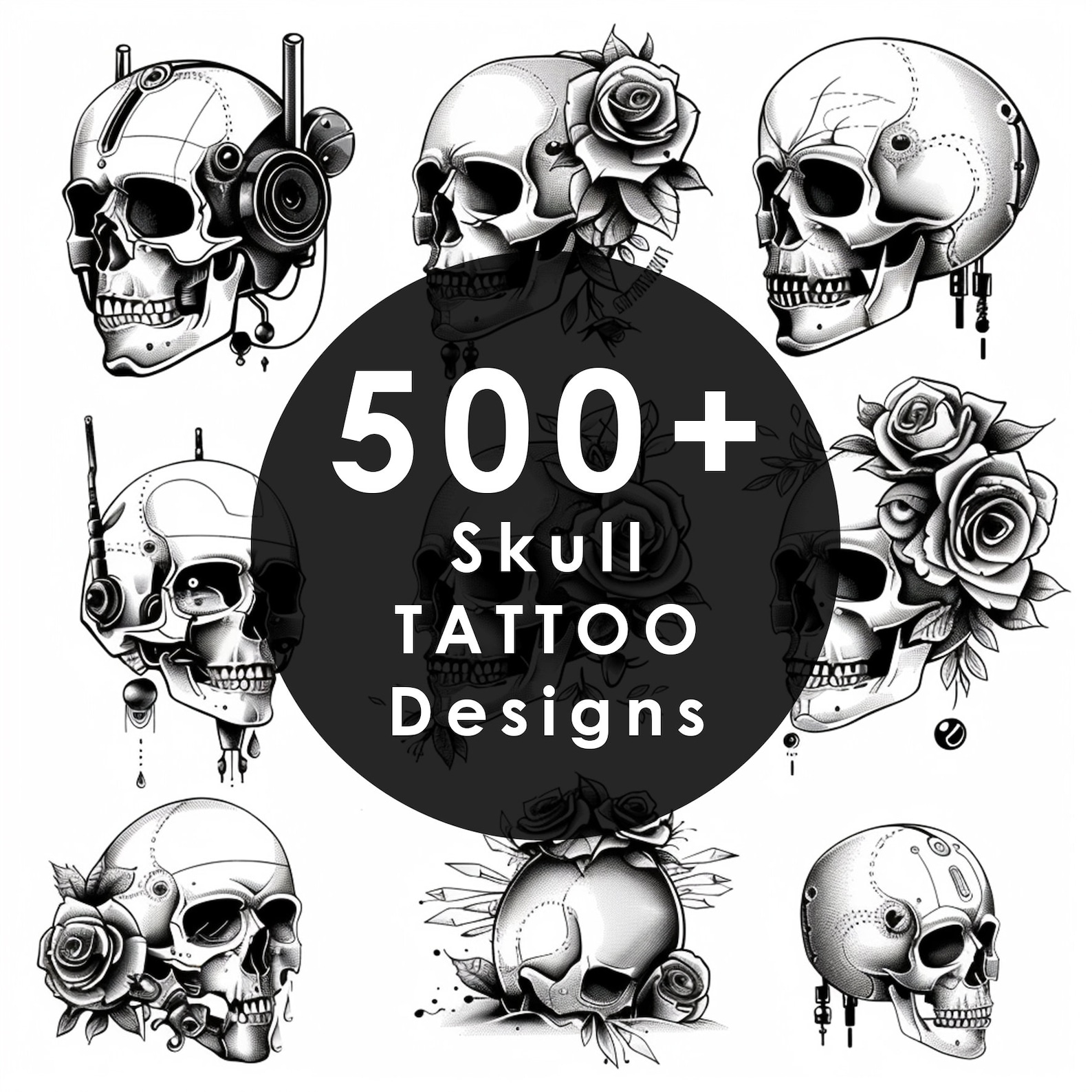 500+ Skull Tattoo Designs Roses Snakes Spiders Aliens Dragons High ...