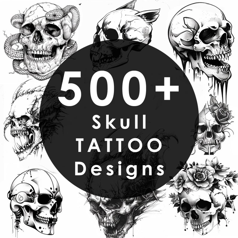500+ Skull Tattoo Designs Roses Snakes Spiders Aliens Dragons High ...