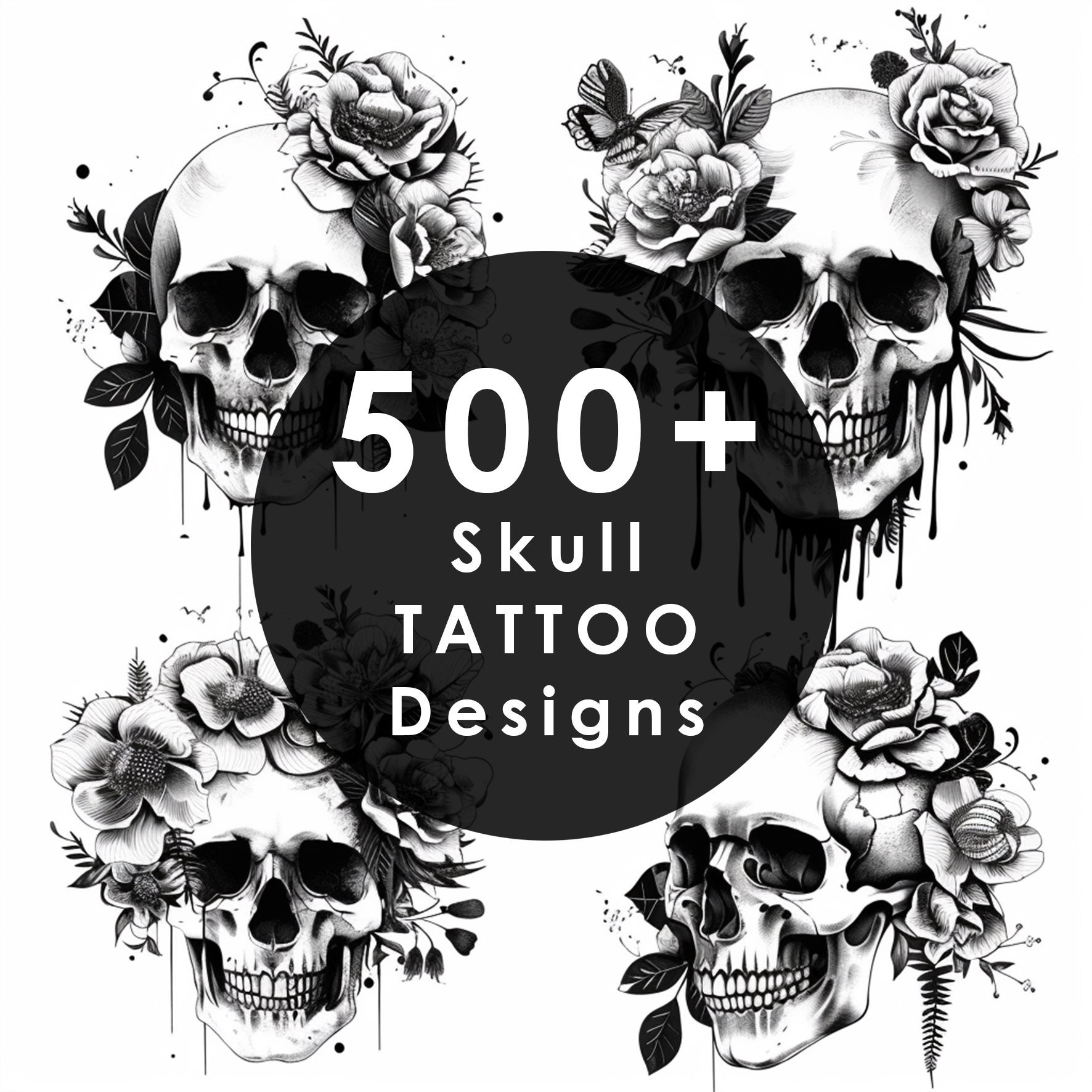500+ Skull Tattoo Designs Roses Snakes Spiders Aliens Dragons High ...