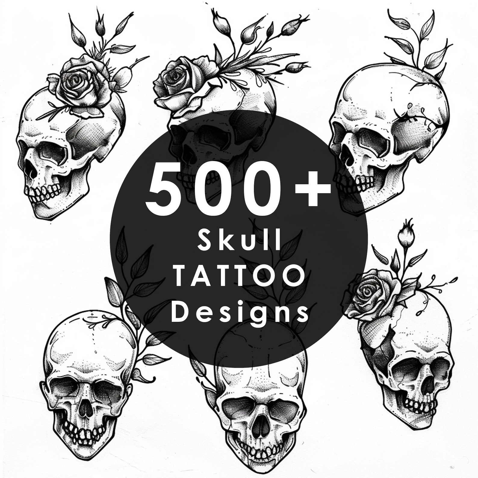 500+ Skull Tattoo Designs Roses Snakes Spiders Aliens Dragons High ...