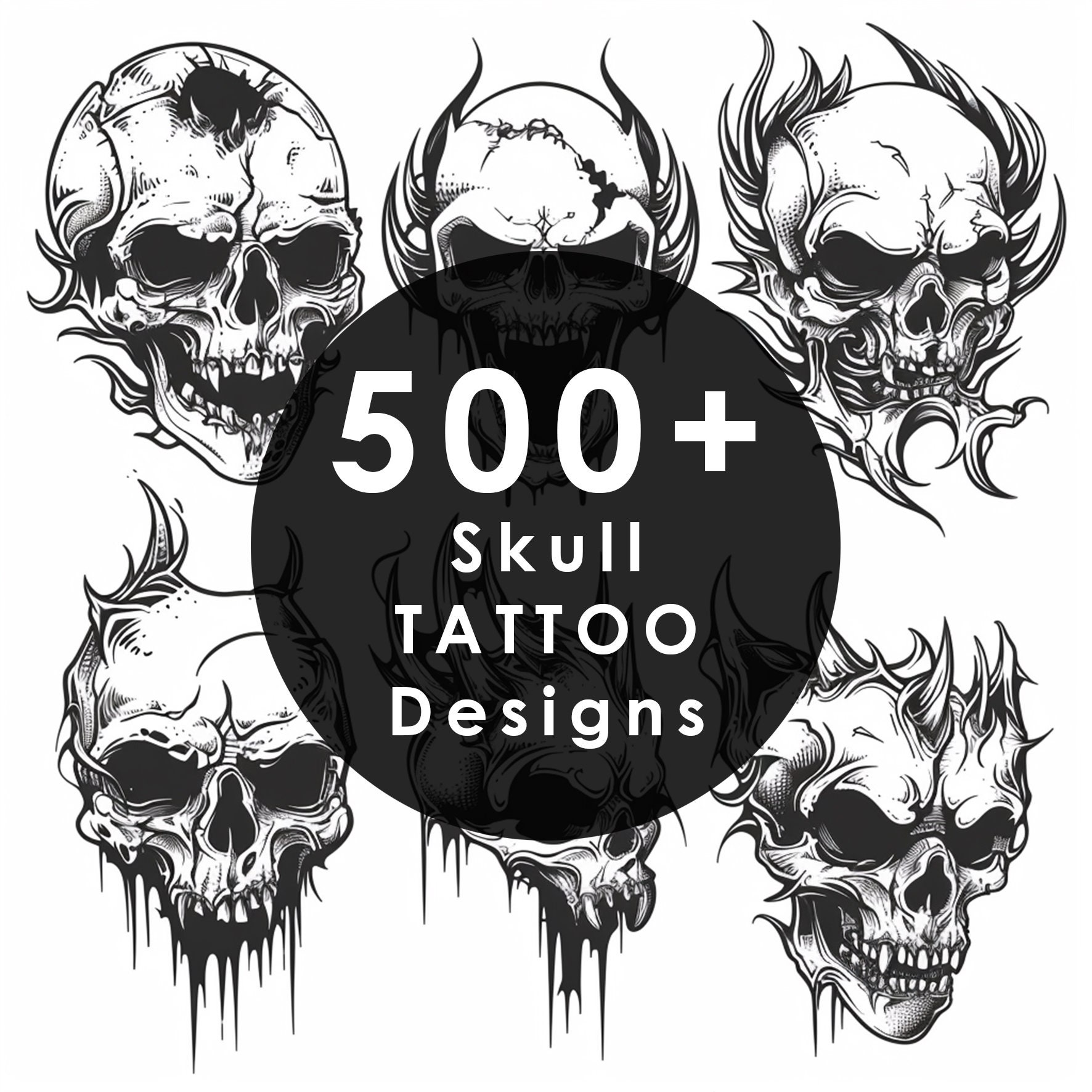 500+ Skull Tattoo Designs Roses Snakes Spiders Aliens Dragons High ...