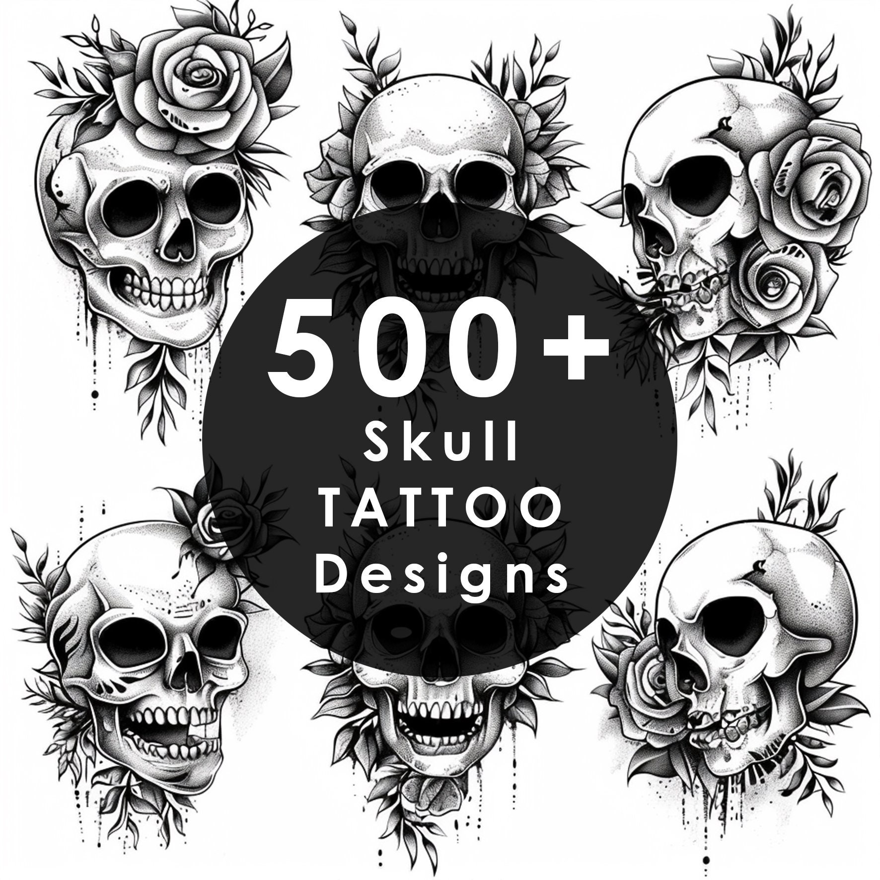 500+ Skull Tattoo Designs Roses Snakes Spiders Aliens Dragons High ...