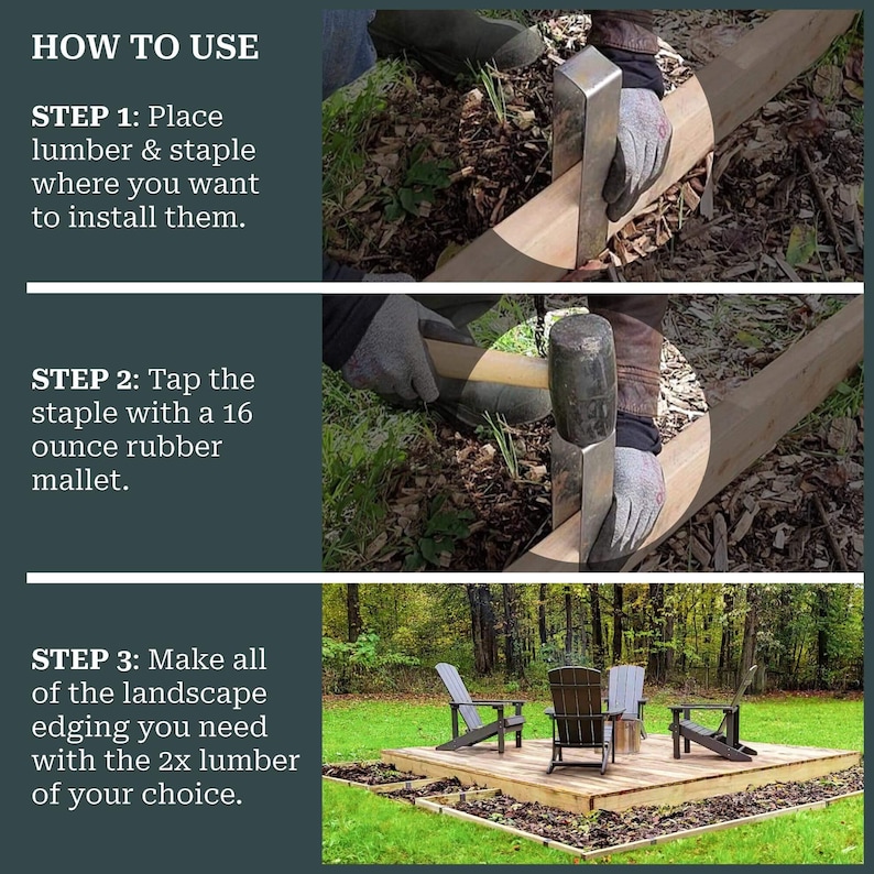 Rustic Steel Garden Edging Staples: Use With 2x Lumber - Etsy