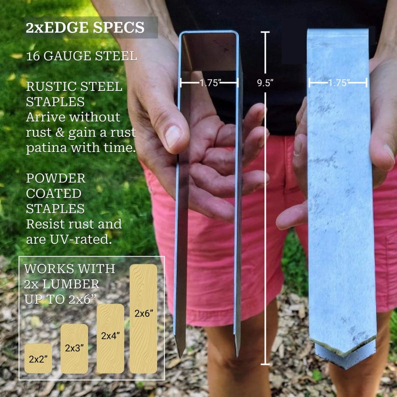 Rustic Steel Garden Edging Staples: Use With 2x Lumber - Etsy